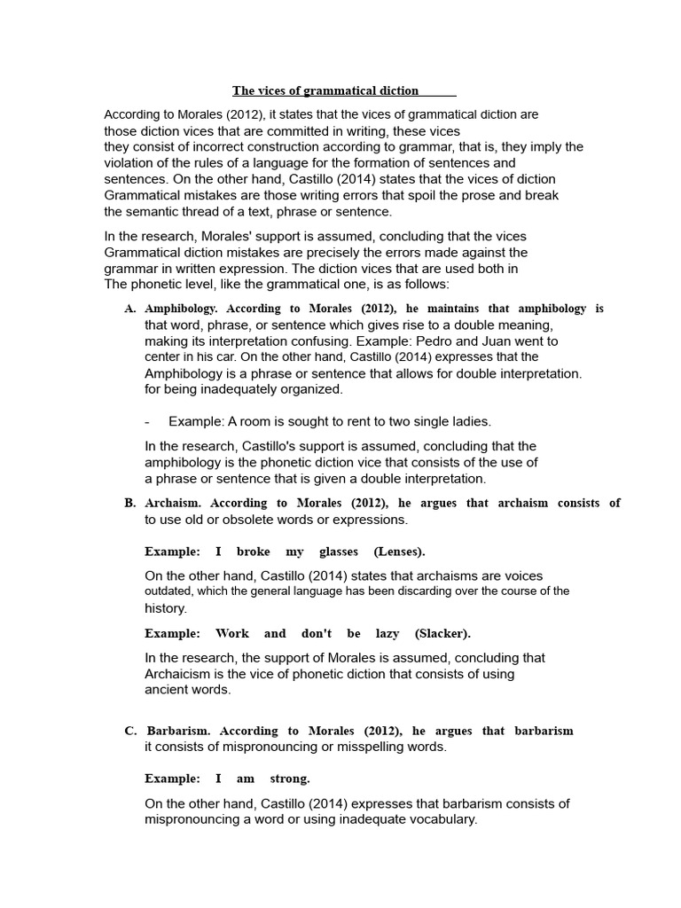 The vices of grammatical diction | PDF | Word | Semantics