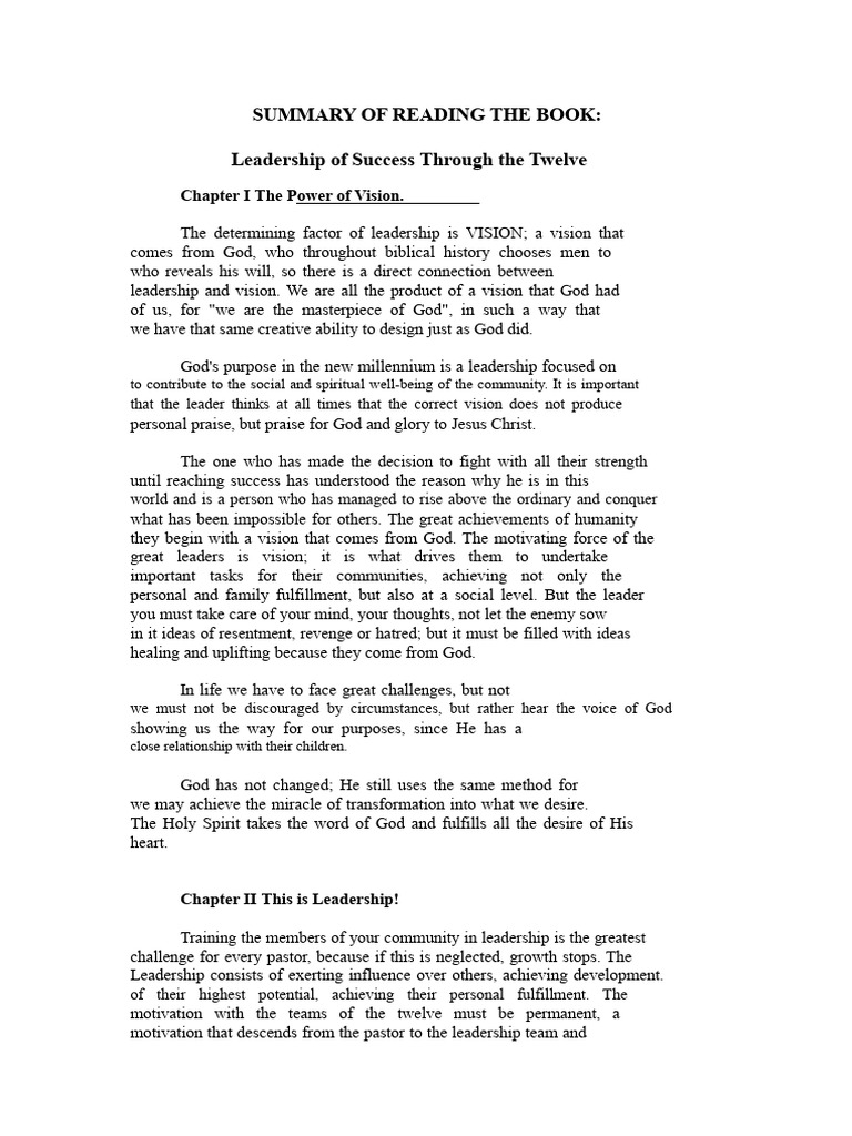 Summary of The Book Leadership | PDF | Leadership | Jesus