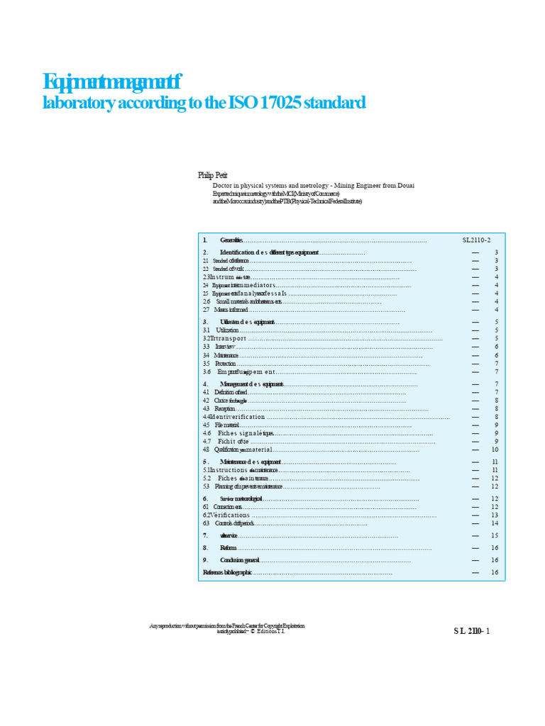 Materials and Equipment ISO 17025 1 | PDF | Calibration | Metrology