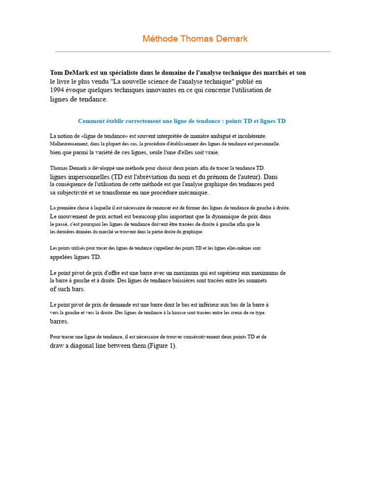 Méthode Thomas Demark : Lignes TD et Breakouts | PDF