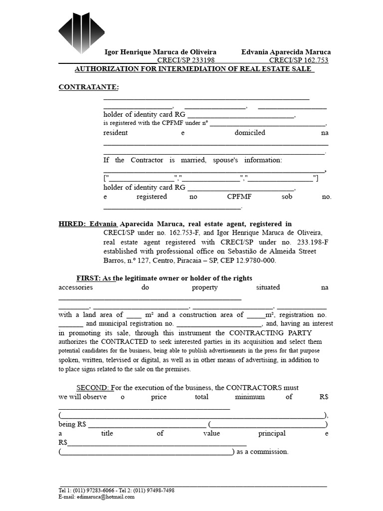 Intermediation Authorization - Template | PDF | Common Law | Private Law