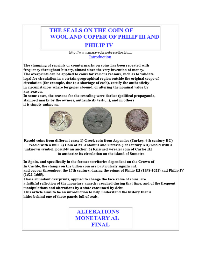 Seals on Philip III & IV Coins | PDF | Coins | Money