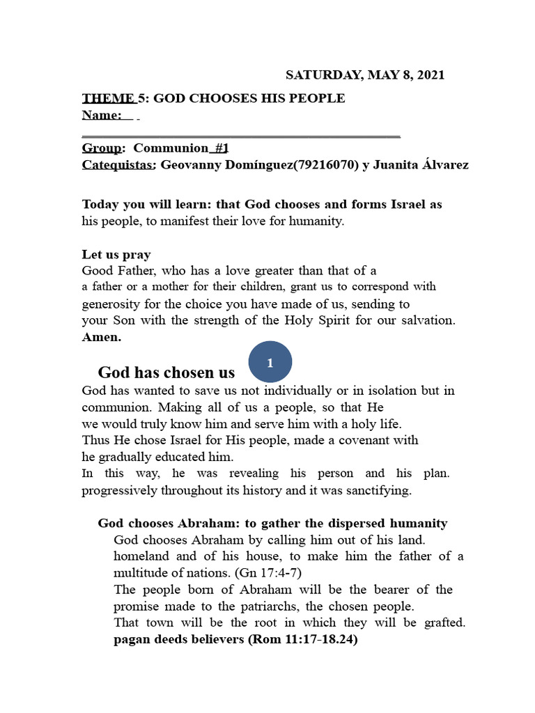 God Chooses His People: A Study Guide | PDF | Catholic Church | Jesus