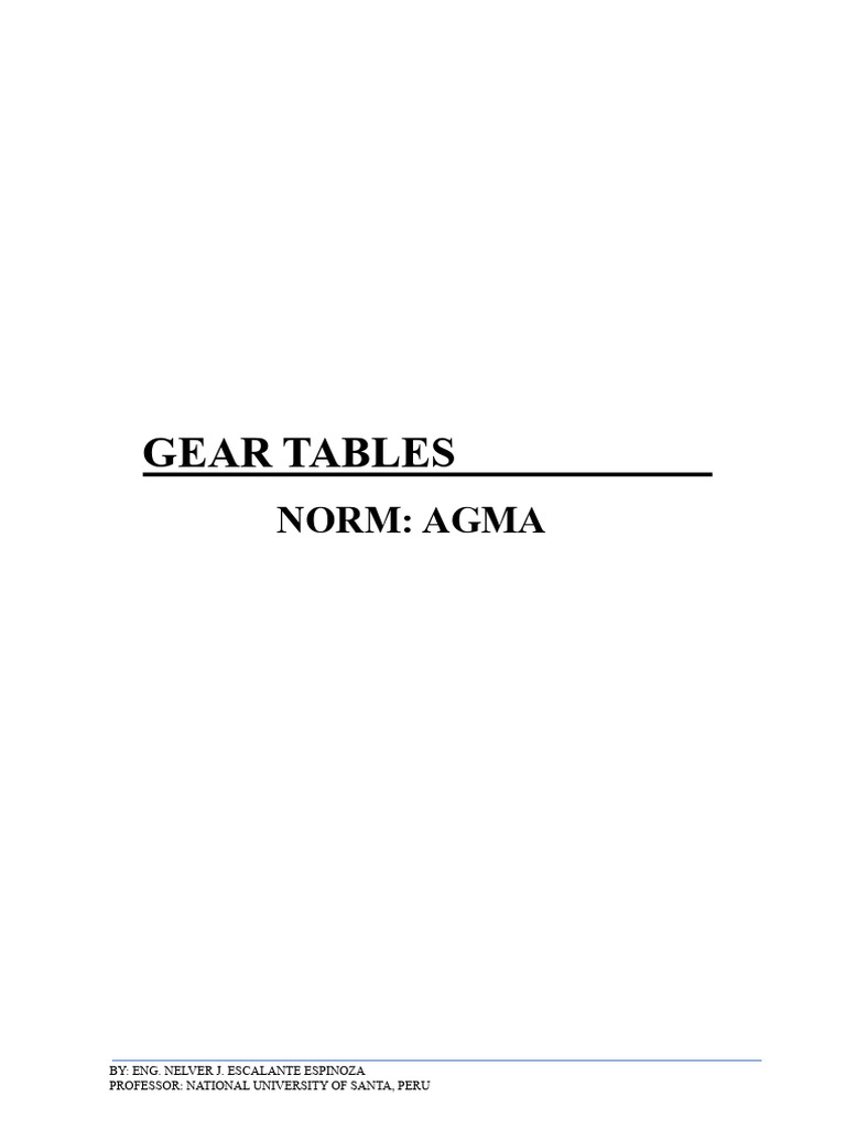 AGMA Gear Table | PDF | Gear | Helix