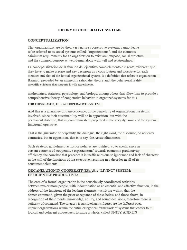 Cooperative Systems Theory | PDF | Thought | Knowledge