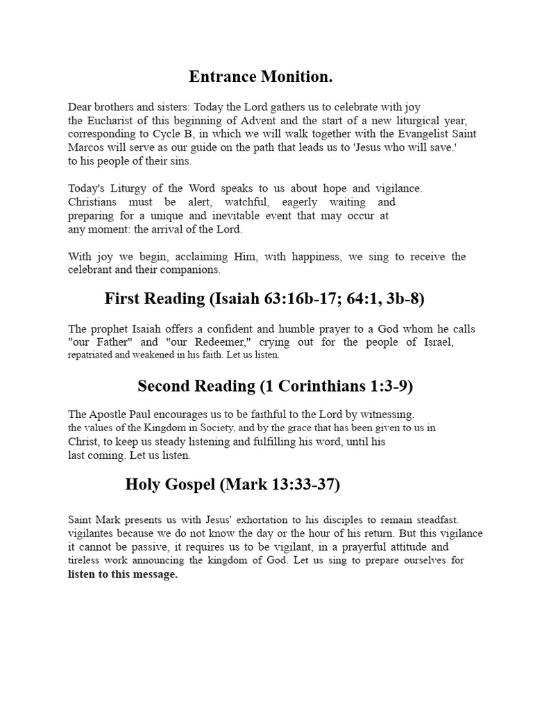Announcement For November 5 | PDF | Jesus | Prayer