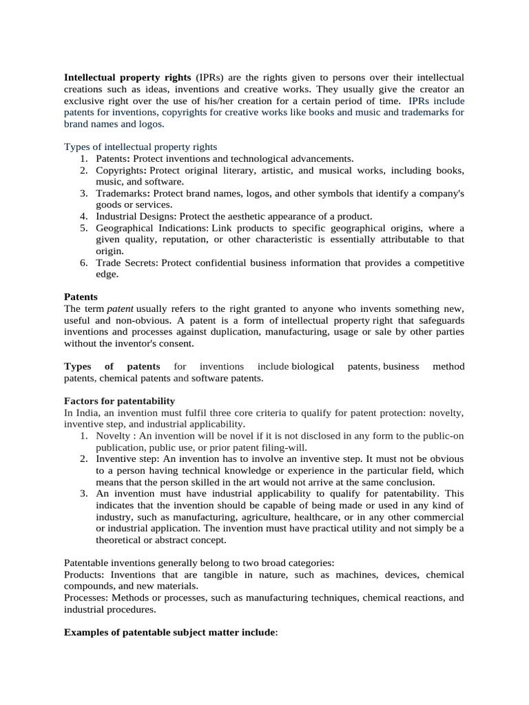 Understanding Intellectual Property Rights | PDF | Patent | Trademark