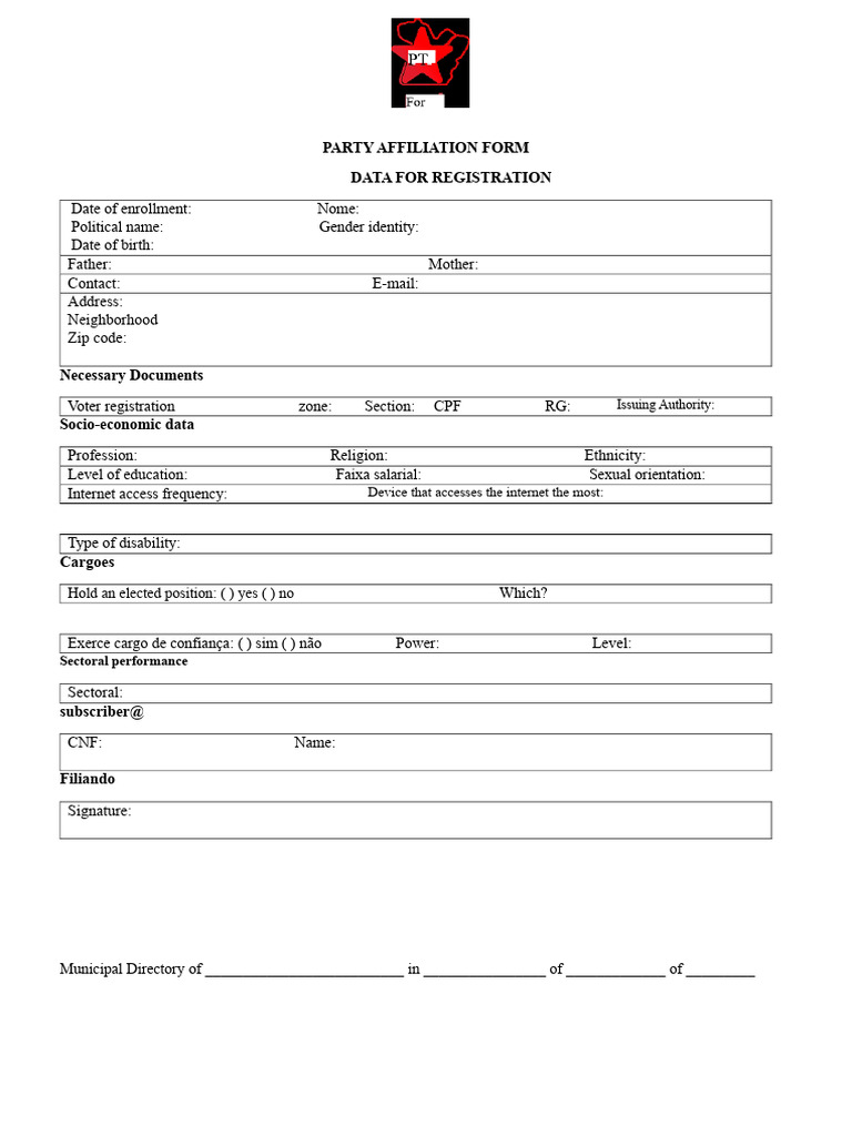 PARTY MEMBERSHIP FORM | PDF