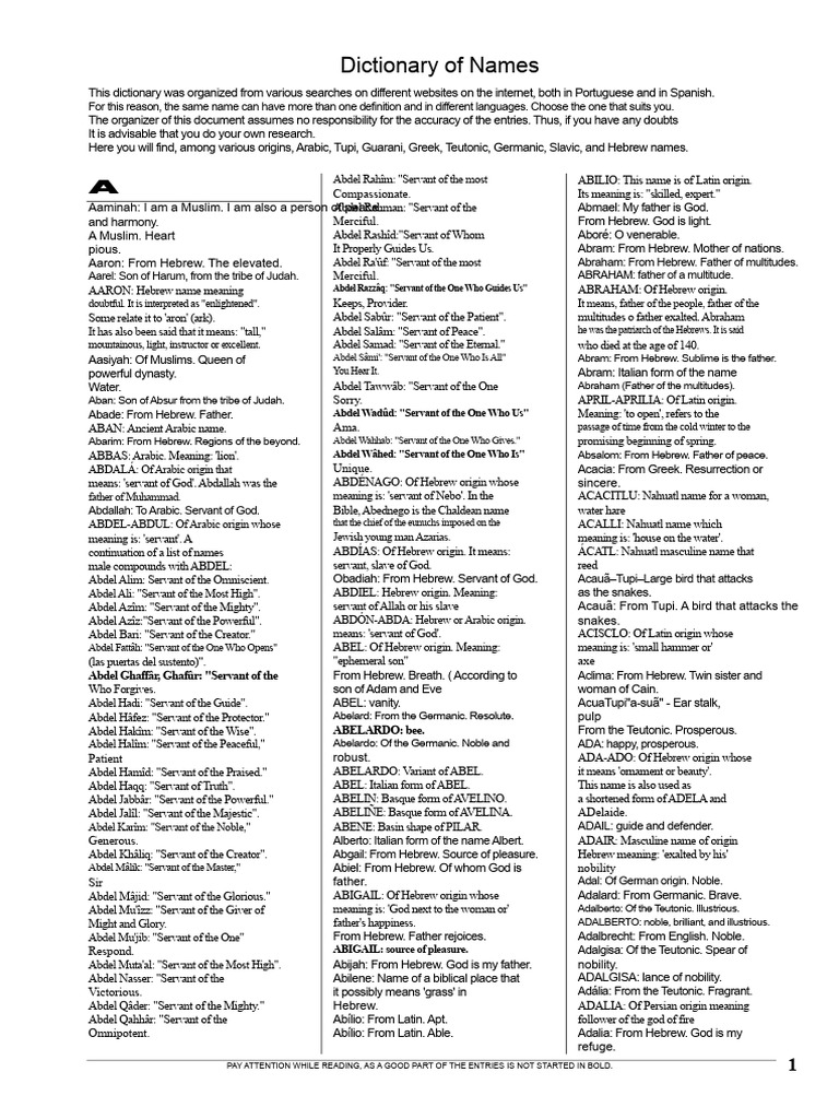 Complete Dictionary of Names | PDF | Abraham | Angel