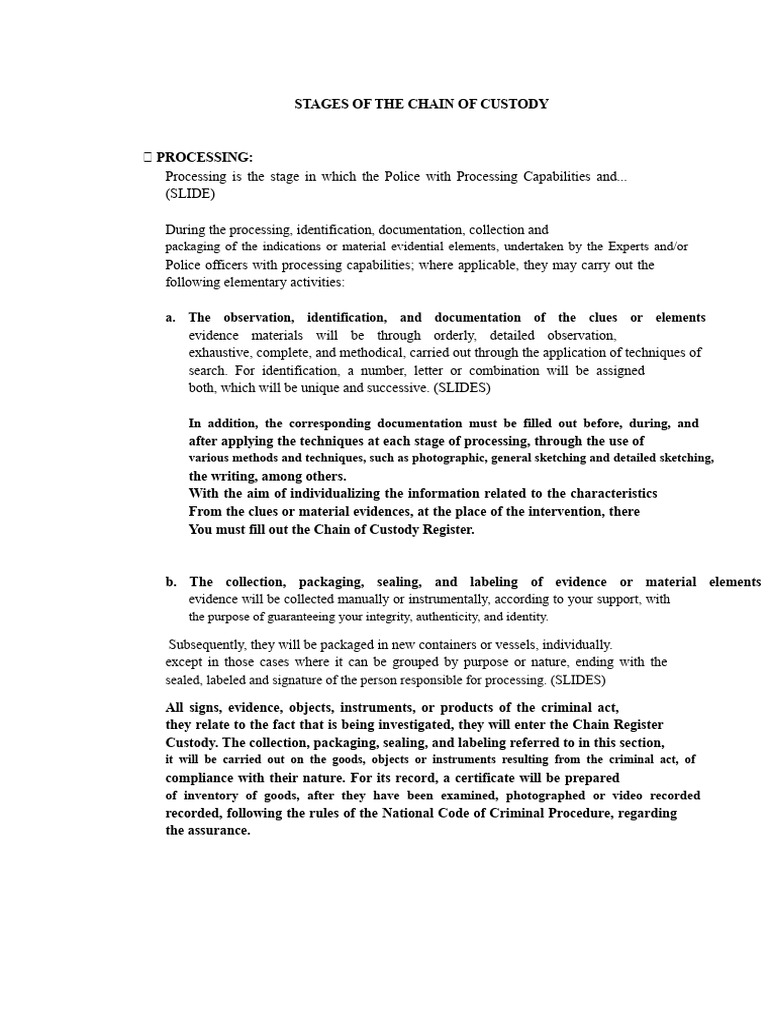 Chain of Custody Stages Explained | PDF | Evidence | Authentication
