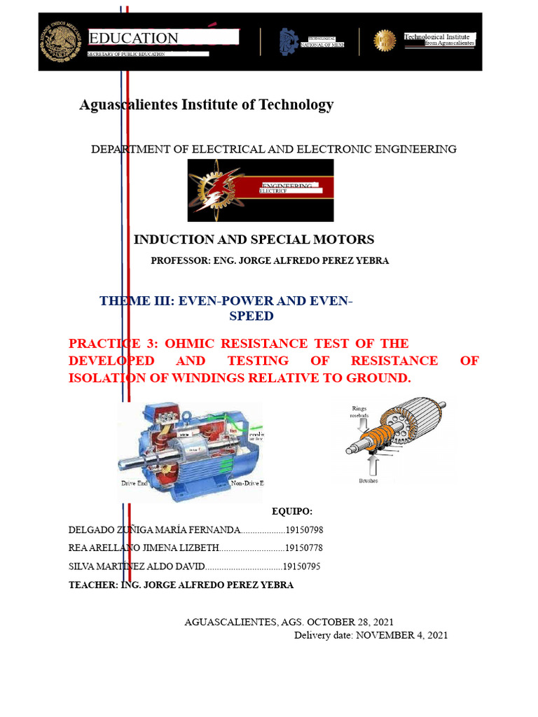 Practice 3 Ohmic resistance test of the windings and insulation ...