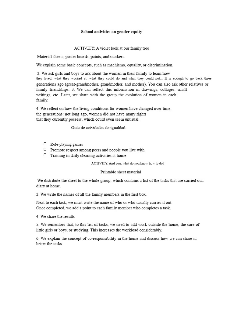 School activities on gender equity | PDF