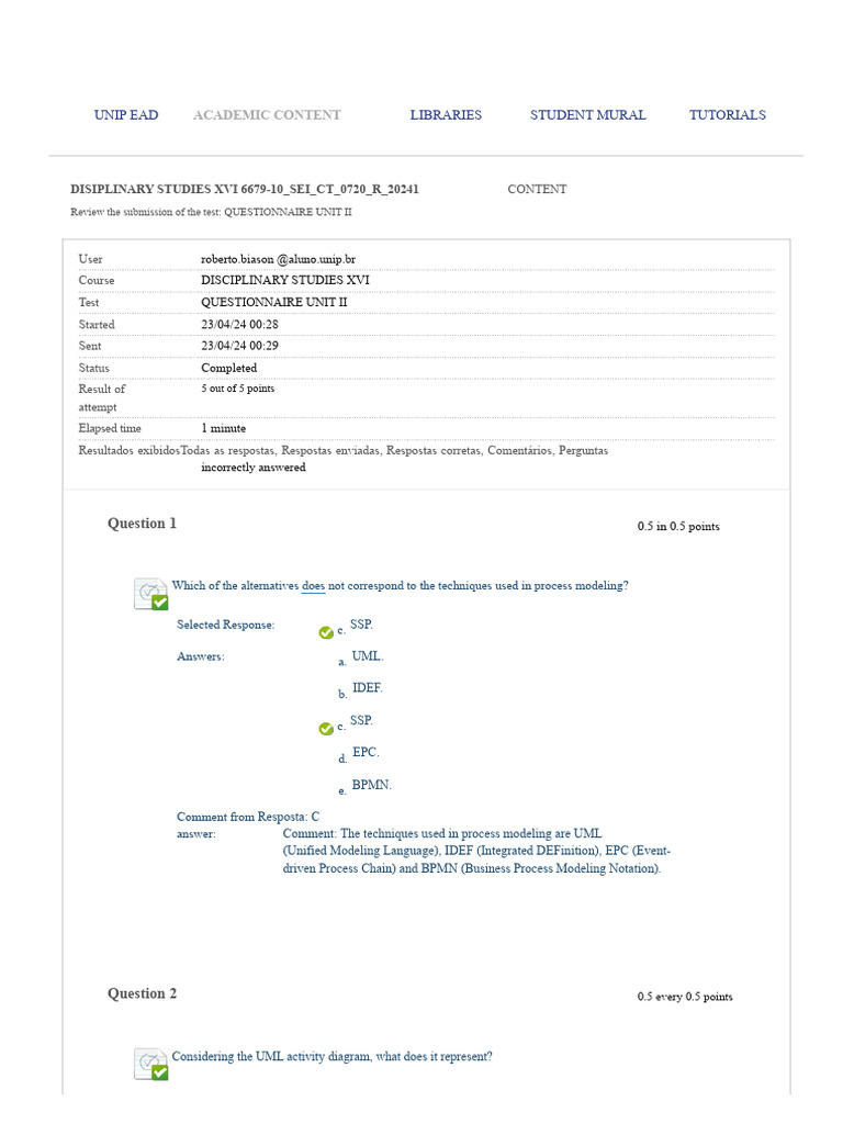 Disciplinary Studies XVI Questionnaire Results | PDF | Unified Modeling ...