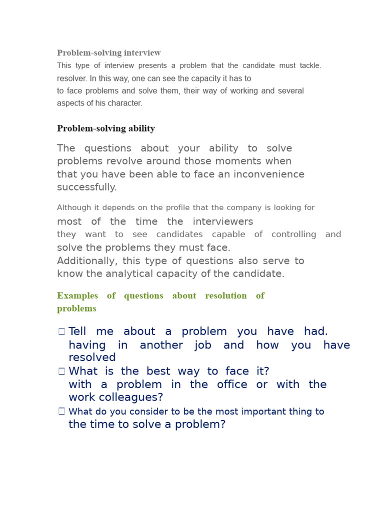 Problem Solving Interview | PDF