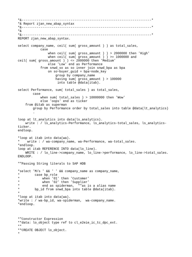 03 New Abap Syntax | PDF | String (Computer Science) | Software Development