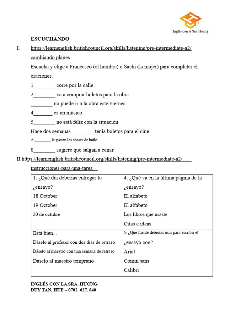 Consejo Británico Escucha y Lectura | PDF
