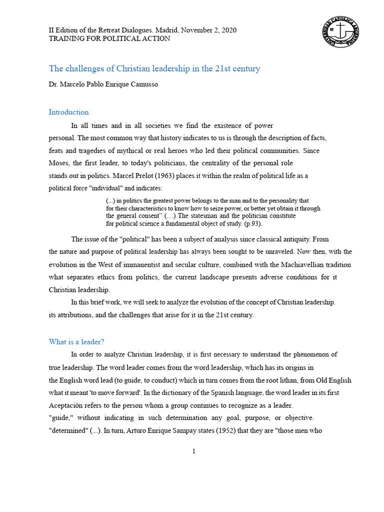 Christian Leadership Challenges Today | PDF | Virtue | Knowledge