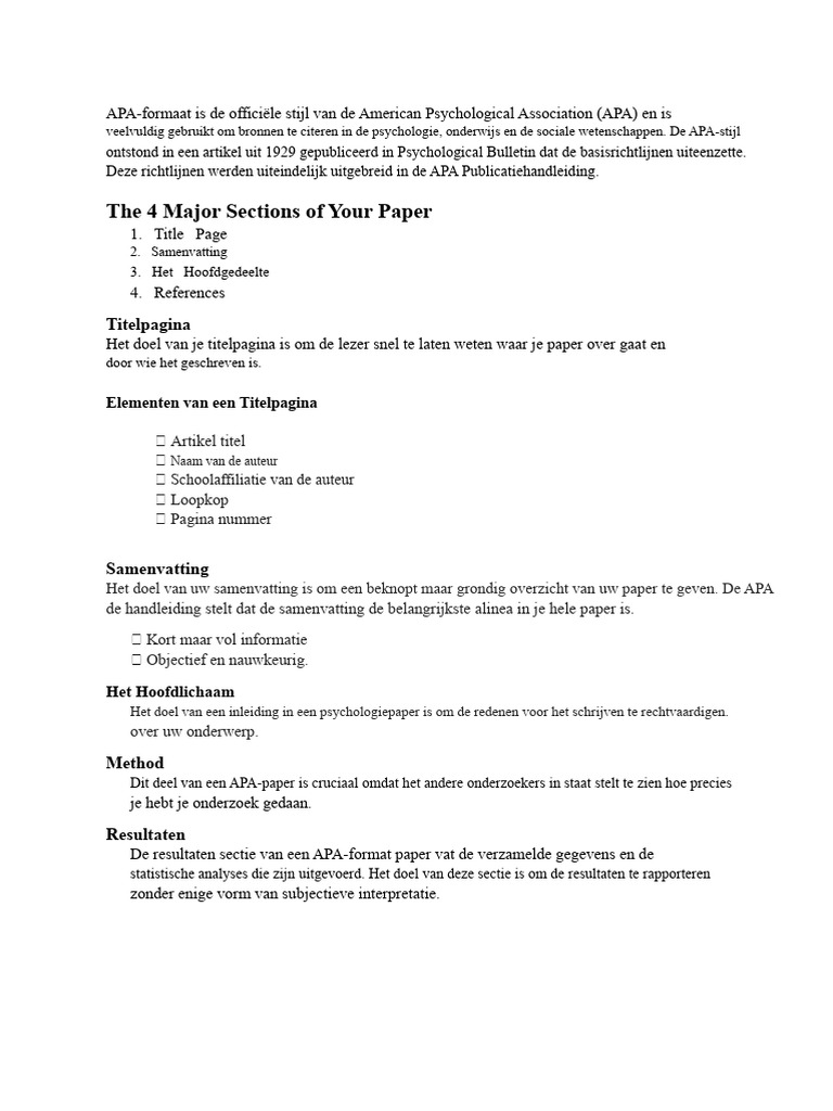 APA-format Is de Officiële Stijl Van de American Psychological ...