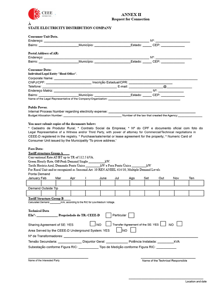 Electricity Connection Request Form | PDF