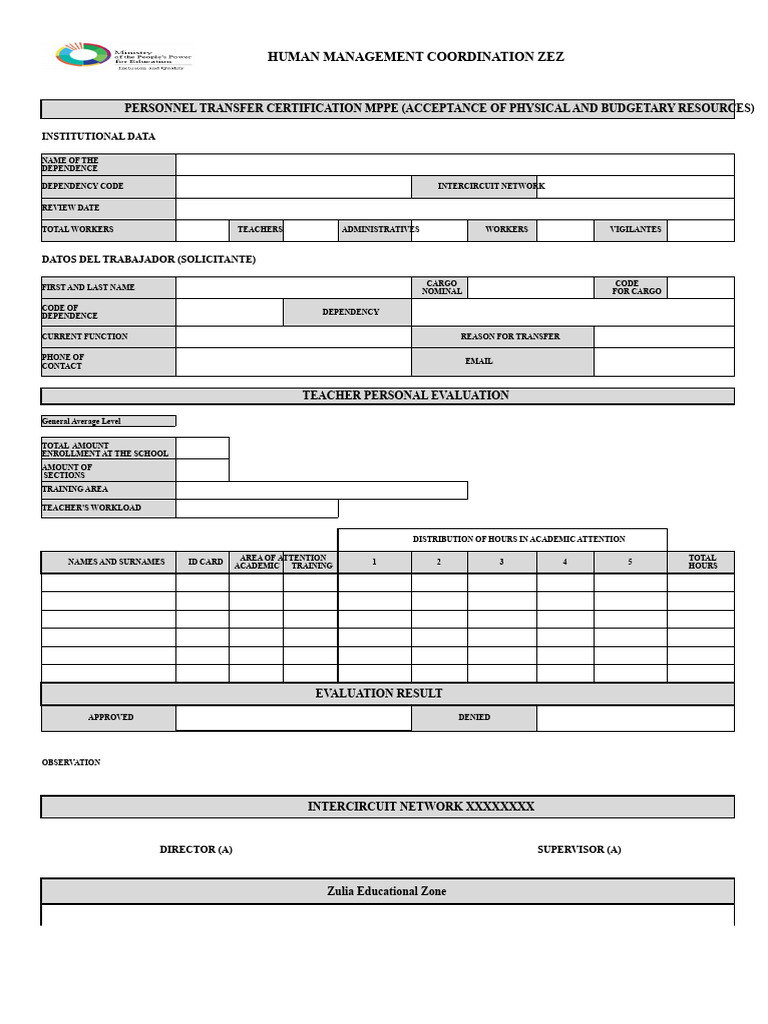 Certification of Personnel Transfer Mppe (Acceptance of Physical and ...