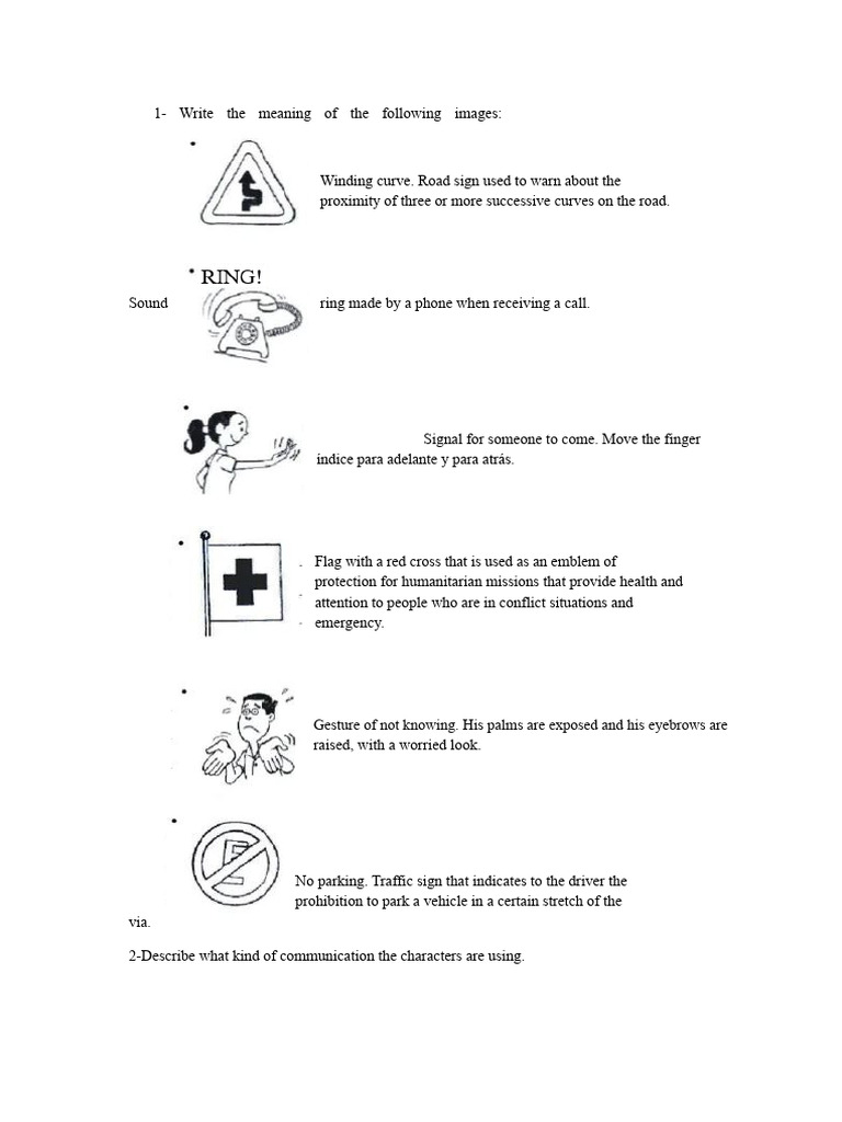 Write The Meaning of The Following Images | PDF