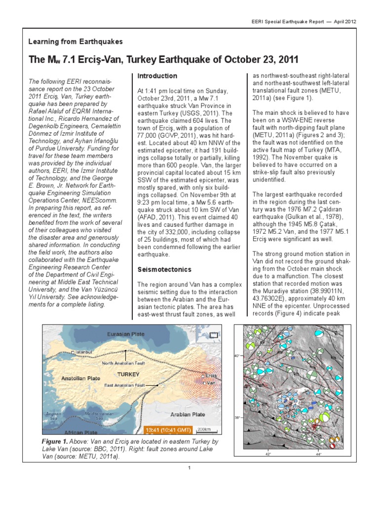 Van Turkey Eq-Report | PDF | Earthquakes | Framing (Construction)