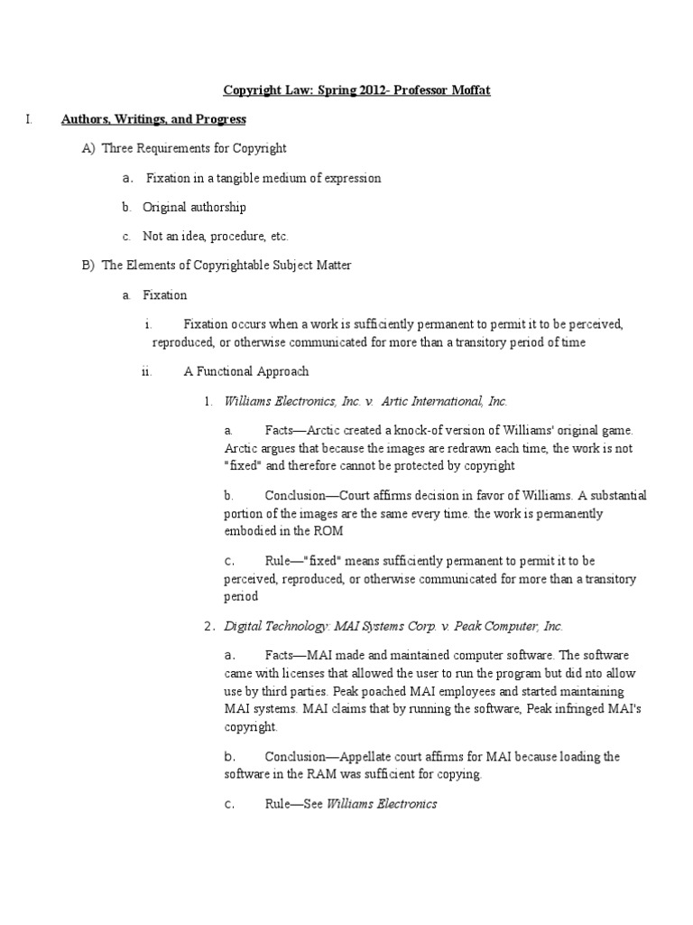 Copyright Outline | PDF | Derivative Work | Substantial Similarity