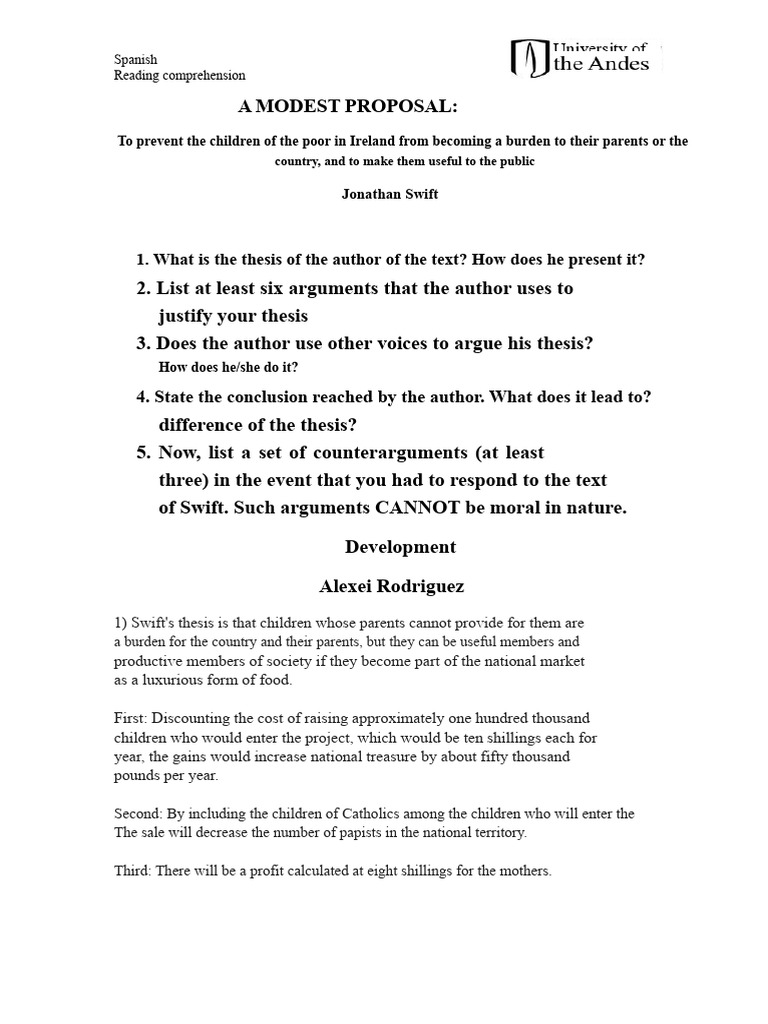 Swift's Modest Proposal Analysis | PDF | Economies