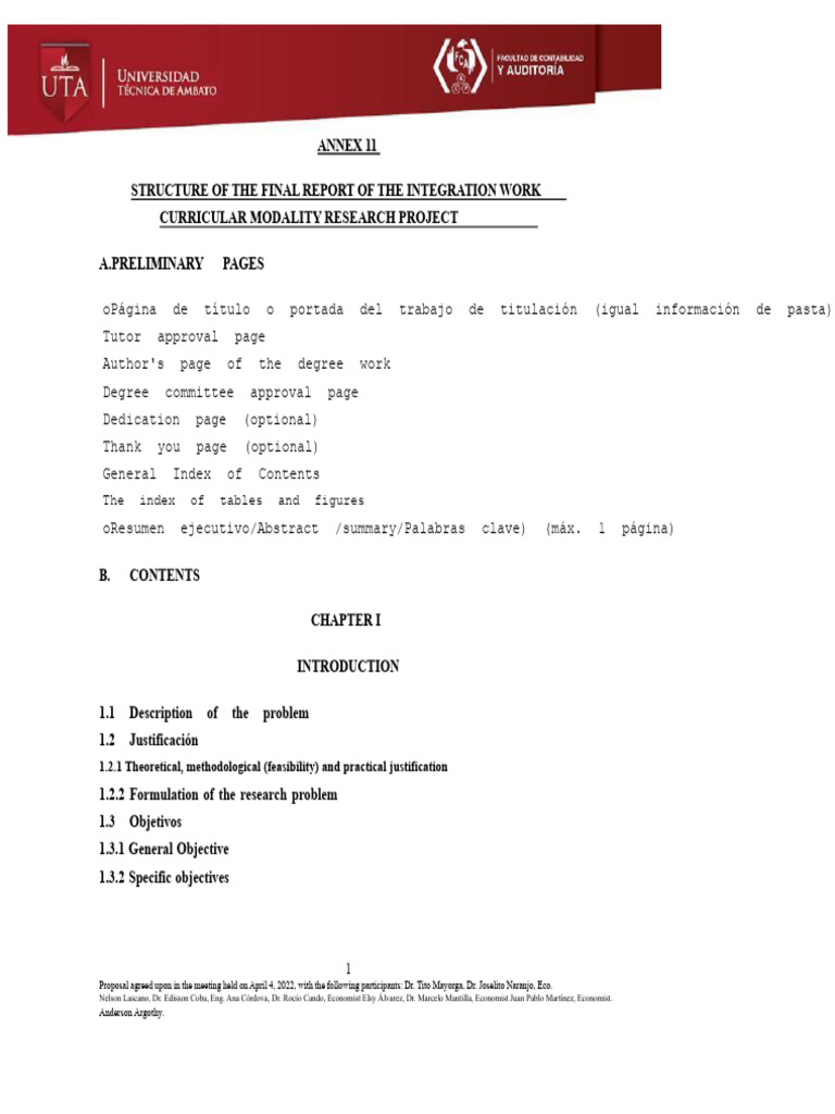 Annex 11 Structure of The Final Report of The Research Project | PDF ...