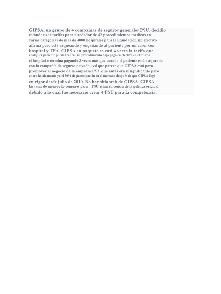 GIPSA | PDF | Hospital | Póliza de seguros