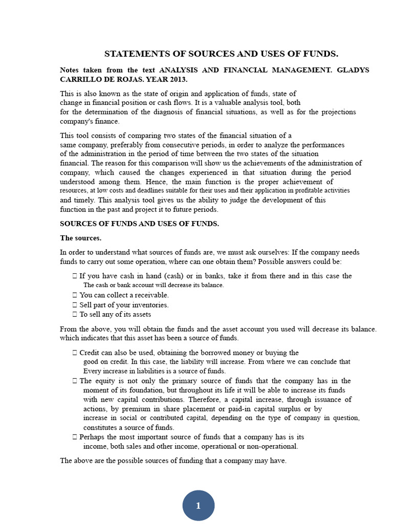 Sources and Uses of Funds Analysis | PDF | Equity (Finance) | Expense