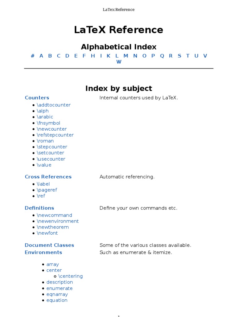 LaTeX Reference | Parameter (Computer Programming) | Text