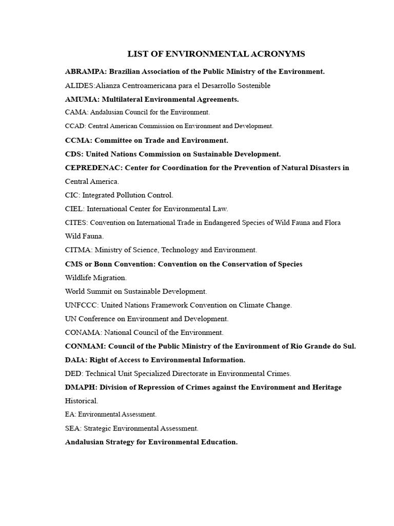 Abbreviations of The Environment | PDF | Environmental Impact ...