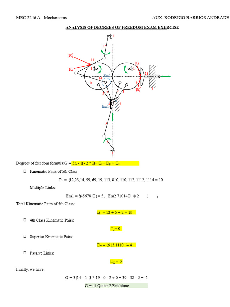 Exam Exercise Degrees of Freedom | PDF | Kinematics | Mechanics