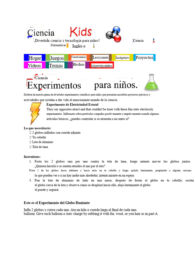 Experimento Del Globo Bailarín | PDF | Electrón | Electrostática