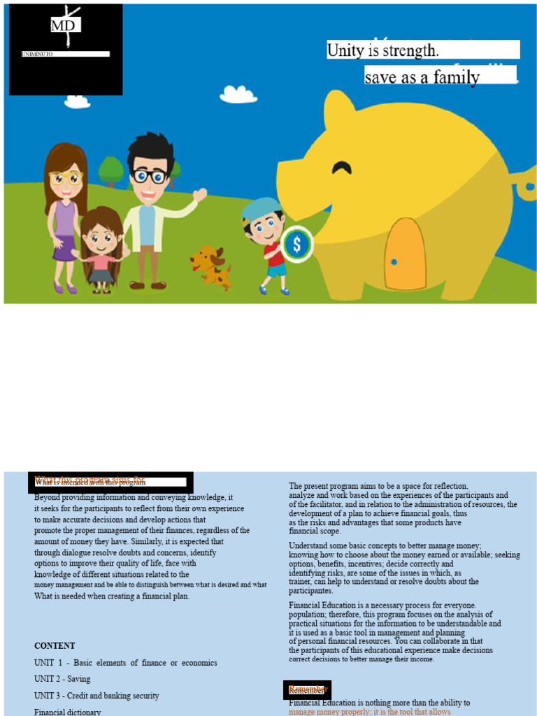 Financial Education Booklet | PDF | Credit | Finance & Money Management