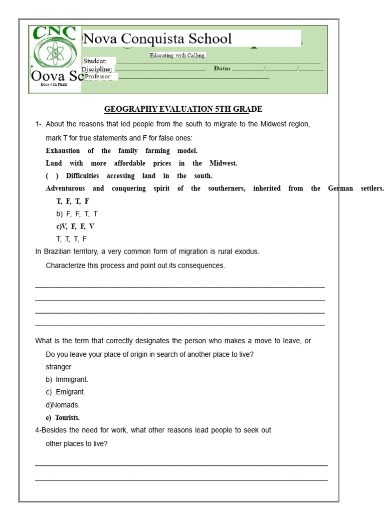 GEOGRAPHY ASSESSMENT 5TH GRADE FIRST BIMESTER | PDF | Brazil | South ...