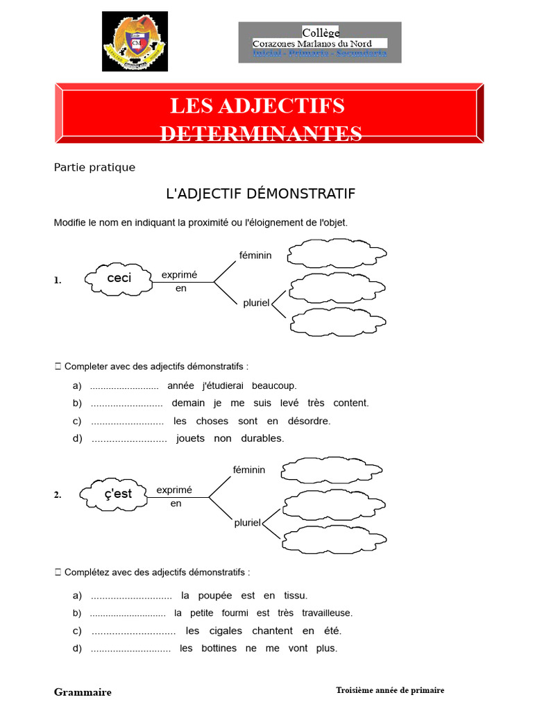Adjectifs démonstratifs : exercices pratiques | PDF | Linguistique
