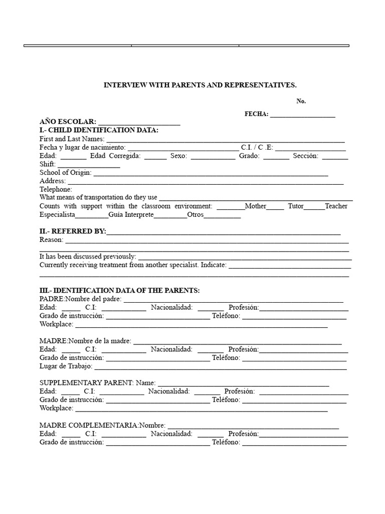 Interview Model For Parents of Children With Disabilities | PDF | Human ...