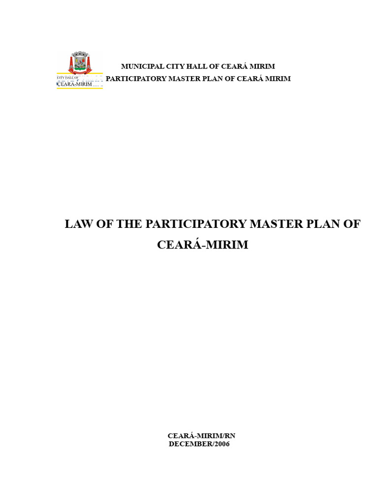 MASTER PLAN (CEARÁ-MIRIM) December 2006 | PDF | Sustainability ...