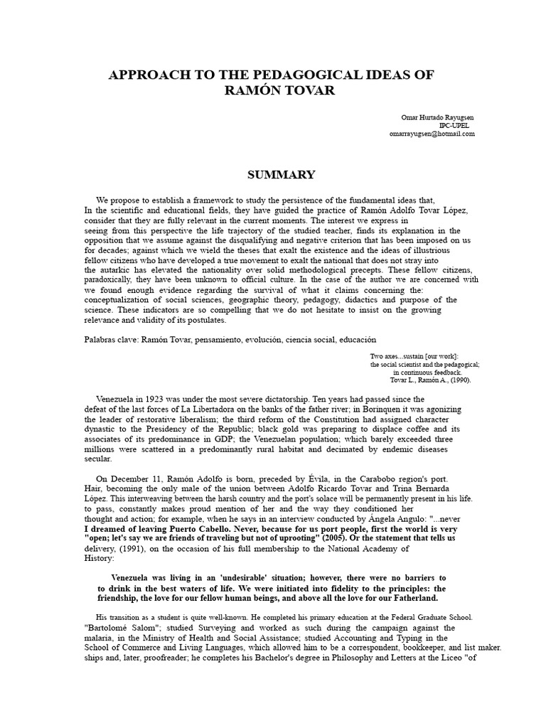 Hurtado, O - An Approach To The Pedagogical Ideology of Ramon Tovar ...