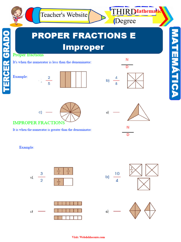 Understanding Proper and Improper Fractions | PDF | Numbers | Algebra