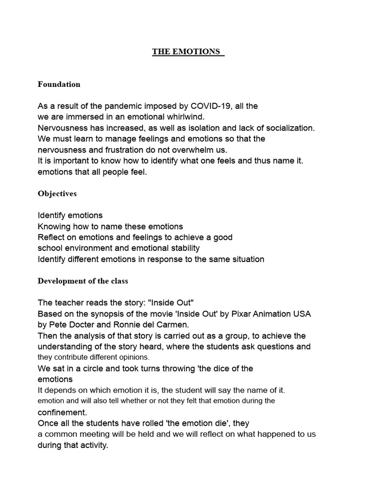 THE EMOTIONS Didactic Sequence | PDF | Psychology | Behavioural Sciences