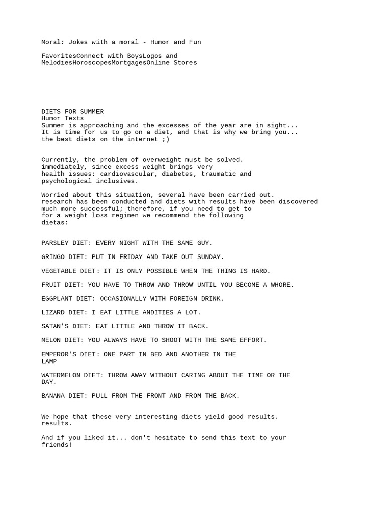 diet jokes with a moral - humor and fun | PDF