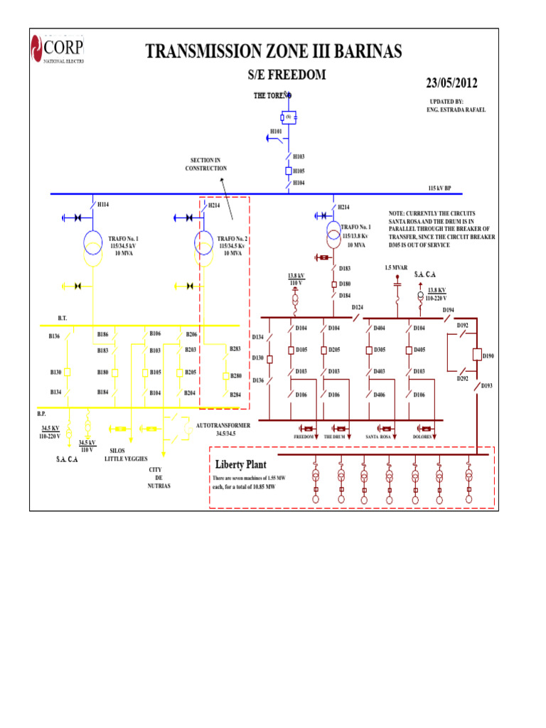 ONE-LINE DIAGRAM SUBSTATIONS LIBERTAD 23 -05-12 | PDF | Electricity ...