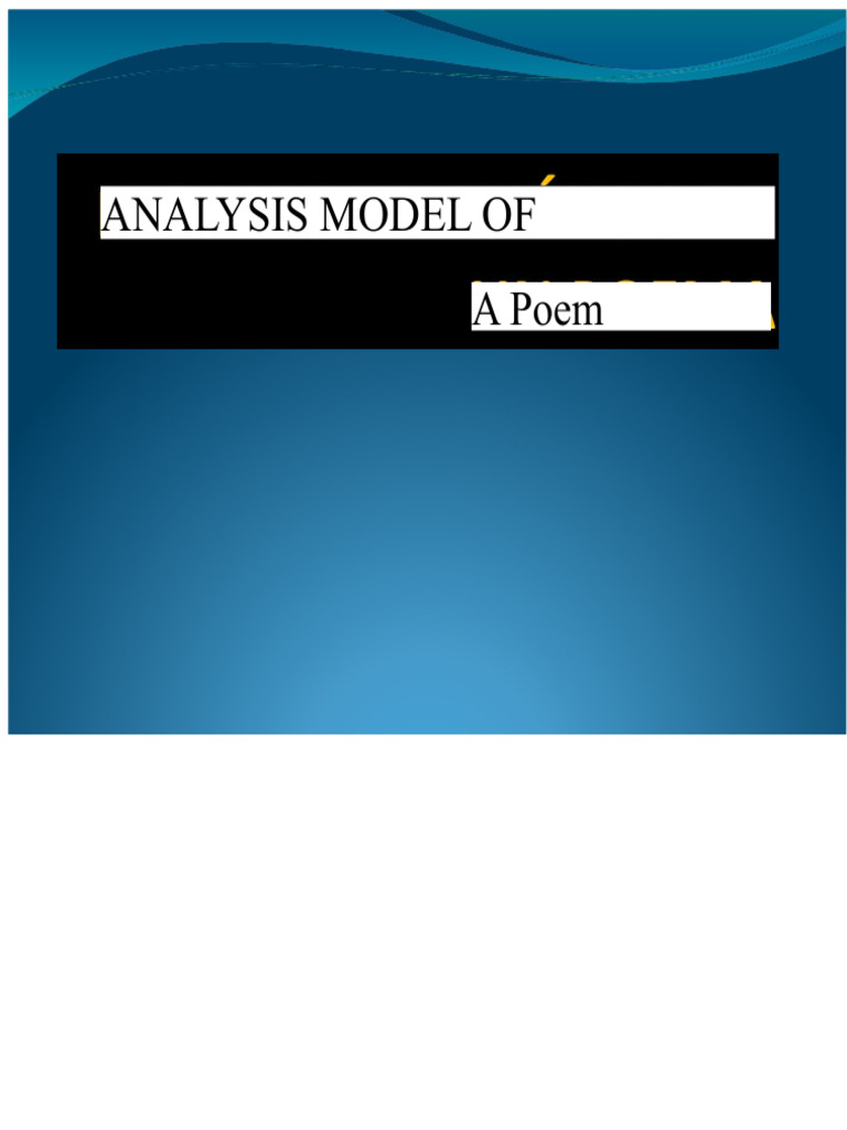 MODEL OF ANALYSIS OF A POEM Last | PDF