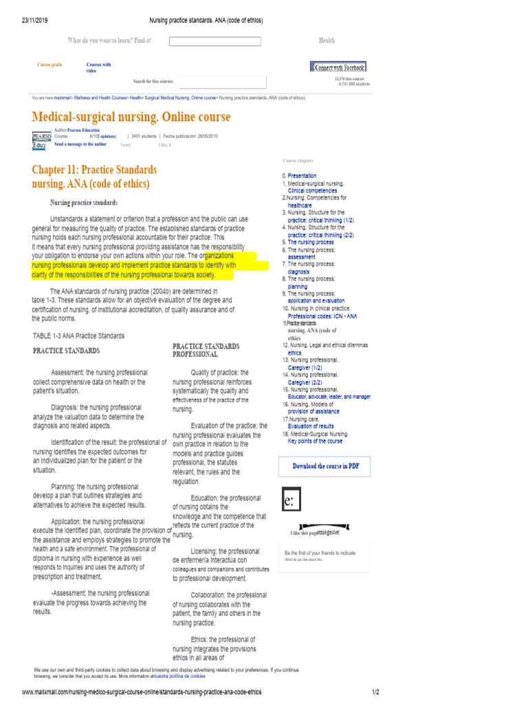 Nursing Practice Standards. ANA (Code of Ethics) | PDF | Nursing ...