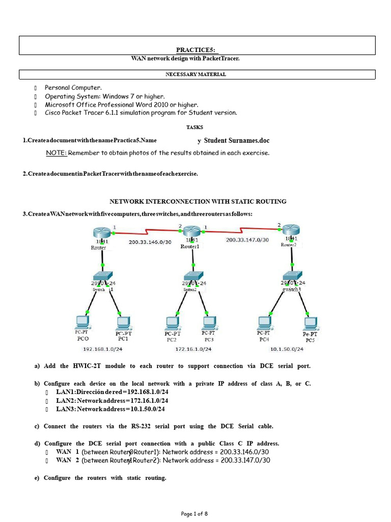 Wide Area Network (WAN) with Packet Tracer | PDF | Computer Network ...