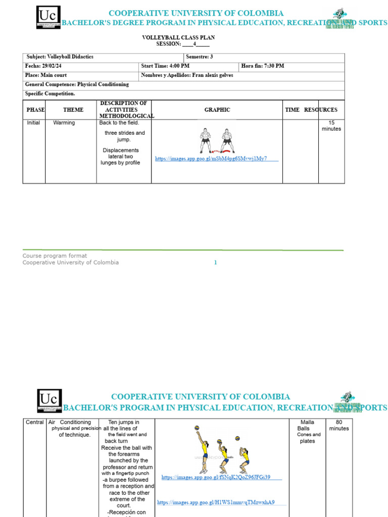 Volleyball Lesson Plan | PDF | Volleyball