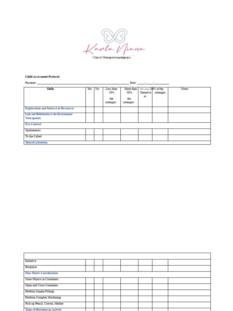 Child Assessment Protocol (model) therapeutic space | PDF | Attention ...